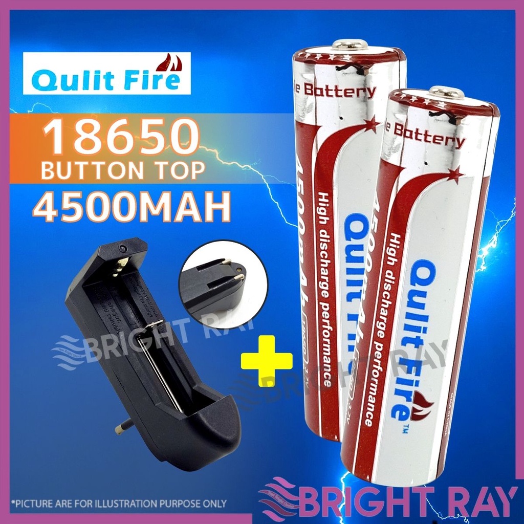 18650 Rechargeable Battery + Charger Li-Ion Battery 4500mAh 3.7V Solar ...