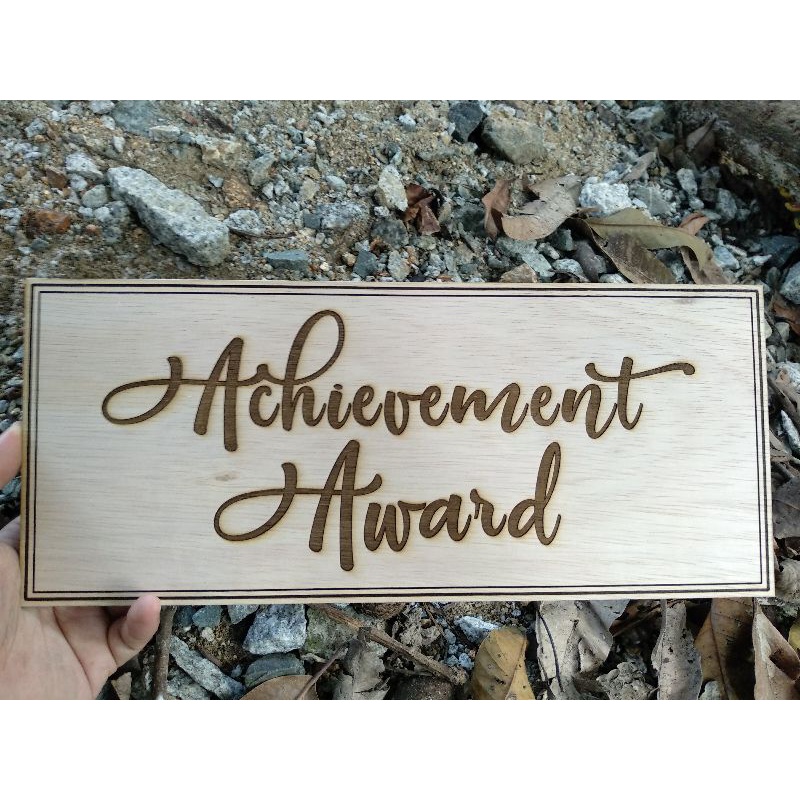 Achievement Award Sign Wall Door Home Deco Wooden Kayu Plywood Engrave ...