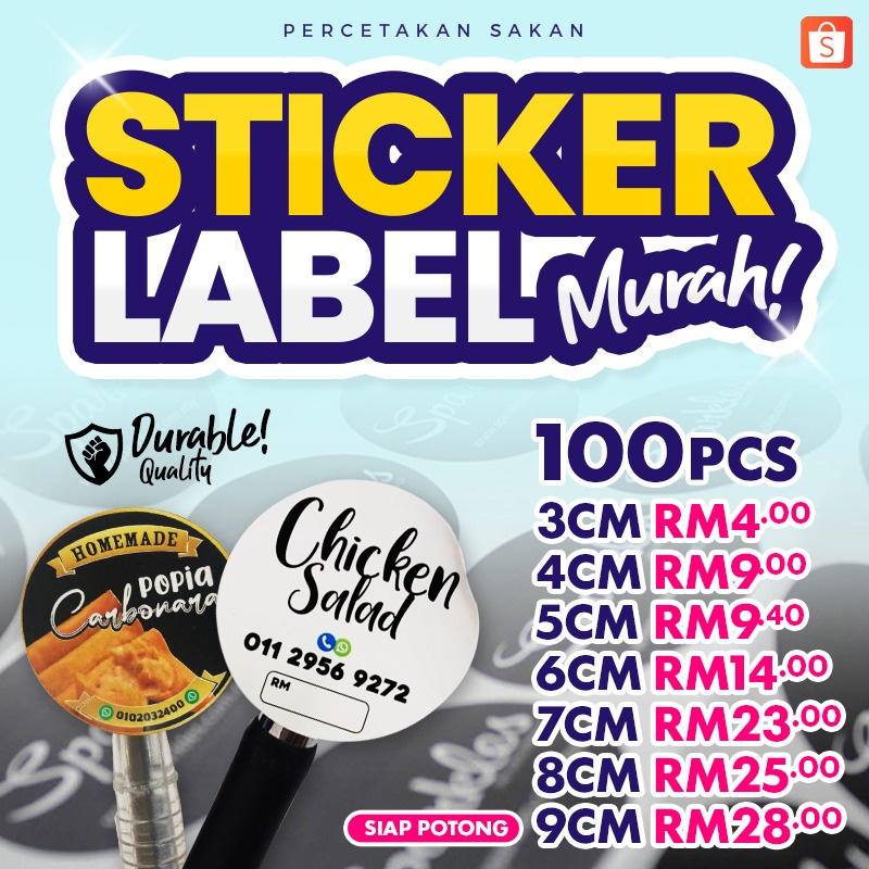 # 100pcs # STICKER LABEL PRODUK | 3CM/4CM/5CM/6CM/7CM/8CM/9CM/10CM ...
