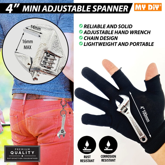 MYDIYHOMEDEPOT - 4inch Mini Adjustable Spanner Wrench Hand Tools Pocket ...