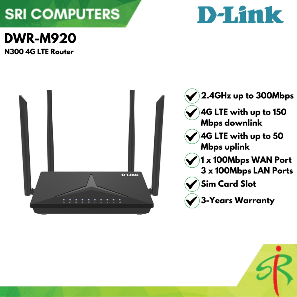 [3-YEARS WARRANTY] D-Link DWR-M920 N300 4G LTE Router | Shopee Malaysia