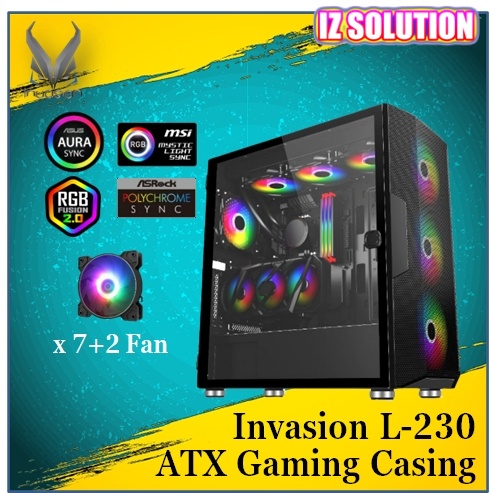 Invasion ATX Case L-230 Gaming Casing With 7+2 ARGB Fan | Shopee Malaysia