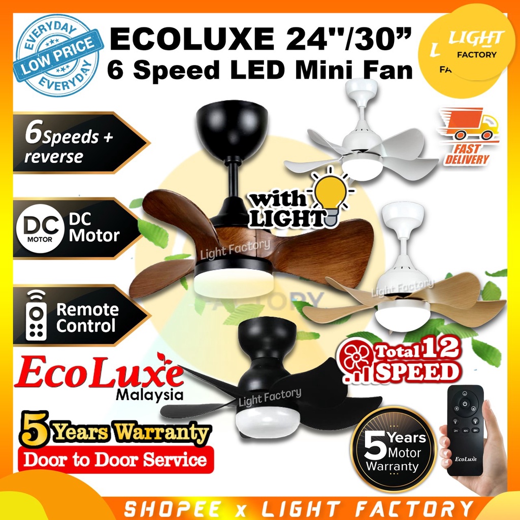 ECOLUXE DC Motor Mini Fan 24" 30" | FANZÓ Honey Baby Fan with Light 6 ...
