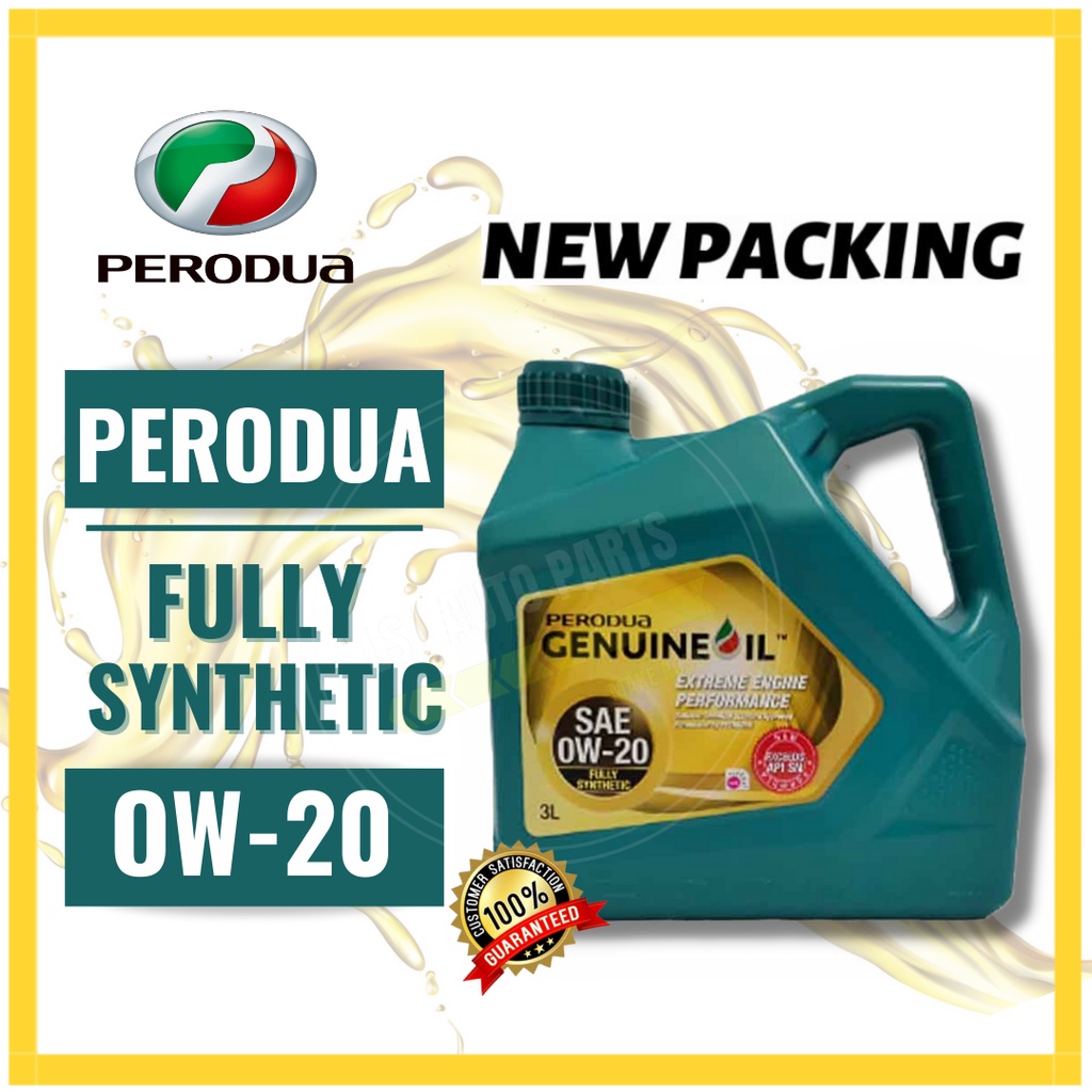 ORIGINAL PERODUA FULLY SYNTHETIC ENGINE OIL 0W-20 3 LITER AXIA 2018 ...