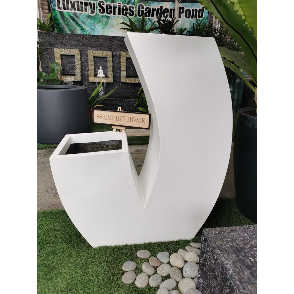 REX FP25 White Fiberglass Matte Flower Pot Pasu Bunga Garden Taman ...