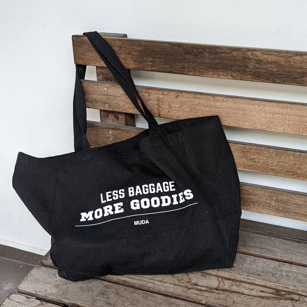 Less Baggage More Goodies Totebag by MUDA (Black) | Shopee Malaysia