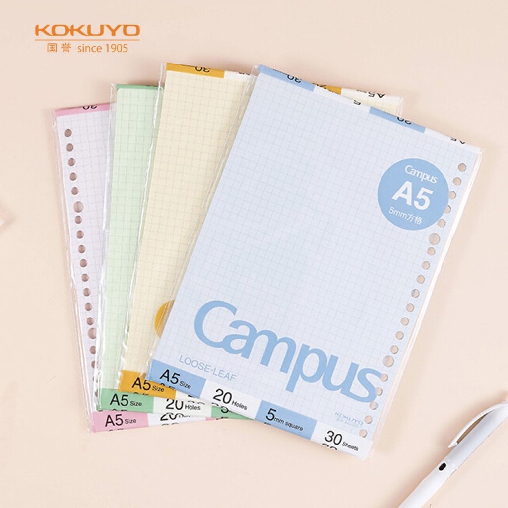 Kokuyo Campus Loose Leaf Paper COLOR Refill / Grid (A5/B5) | Shopee Malaysia