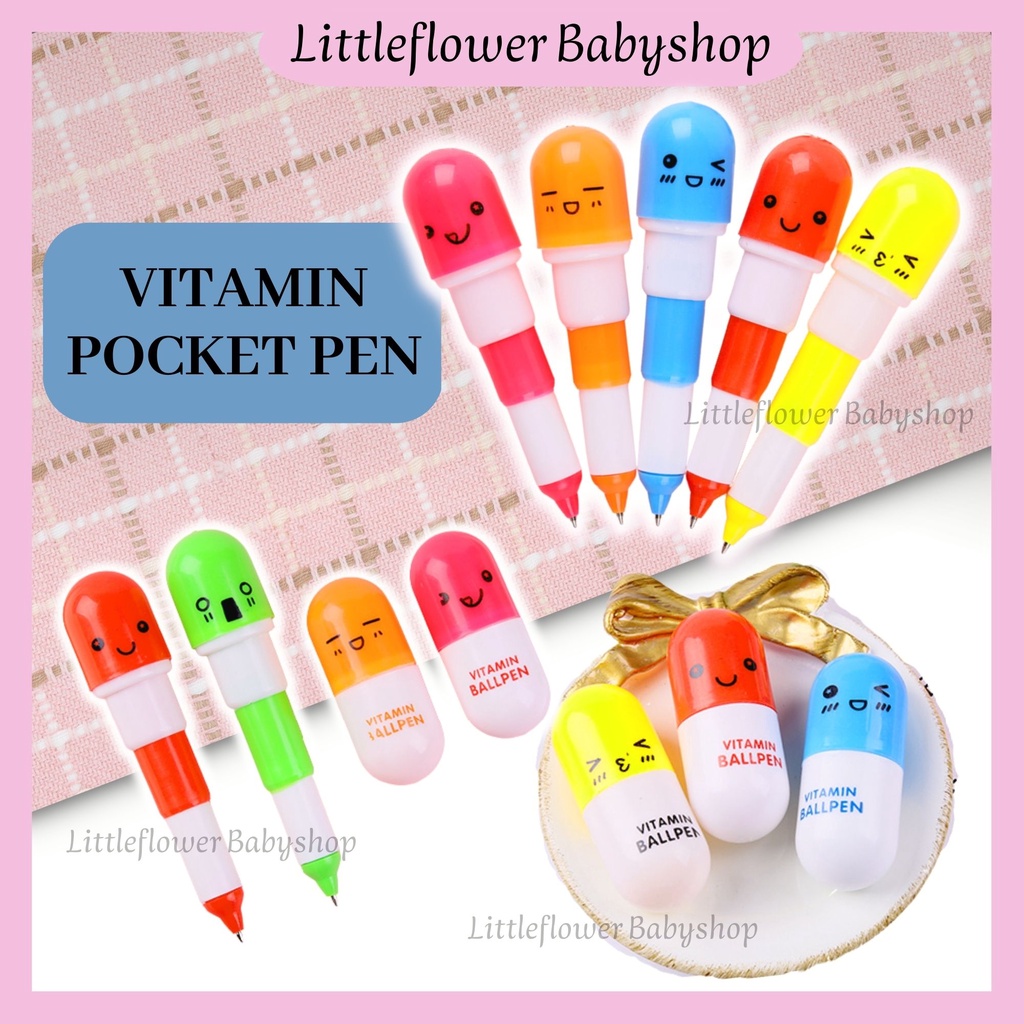 Vitamin Pocket Pen Capsule Pil Retractable Mini Ball Pen Telescopic ...