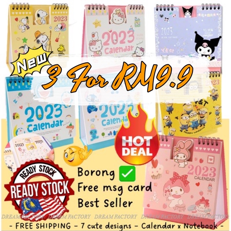 Hello Kitty Cartoon 2023 Calendar Minion Snoopy Twinstars Stitch Totoro ...