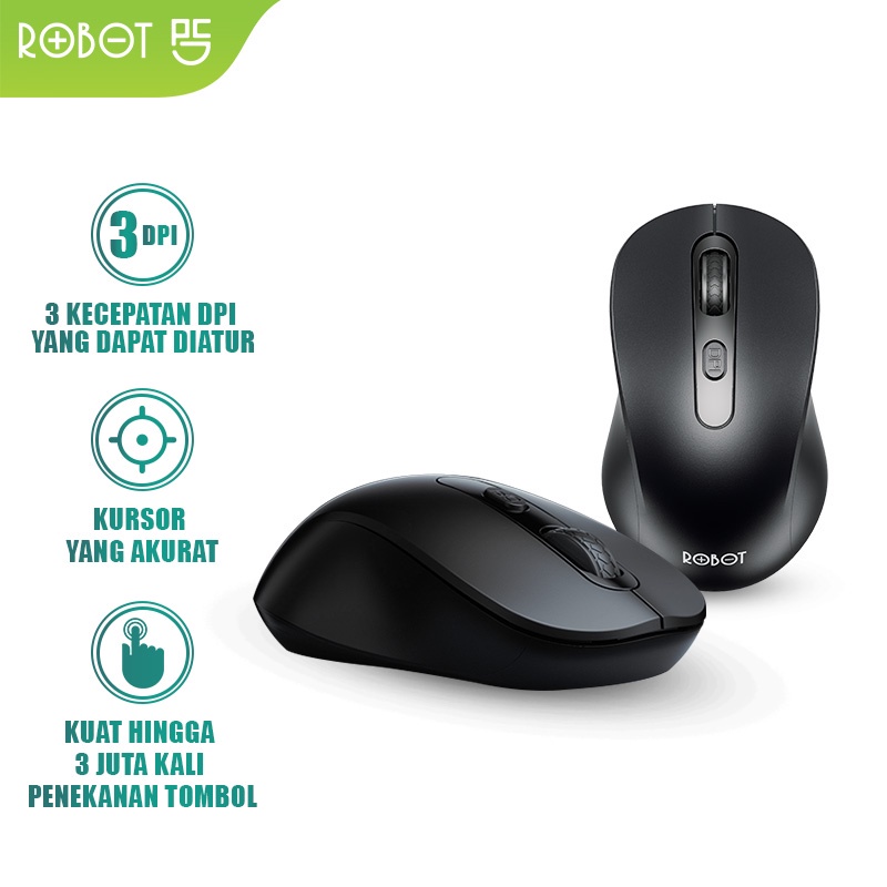 Robot Mouse Wireless M206 24ghz Optical 1600dpi Accurate Cursor Suitable For Pc Laptop Original