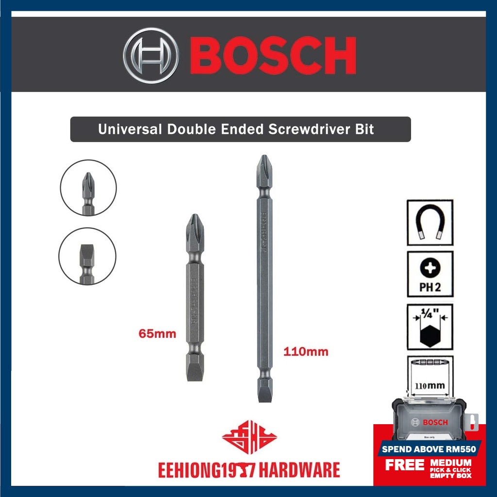 BOSCH Universal Double Ended Screwdriver Bit PH2 SL6 X 65MM 110MM ...
