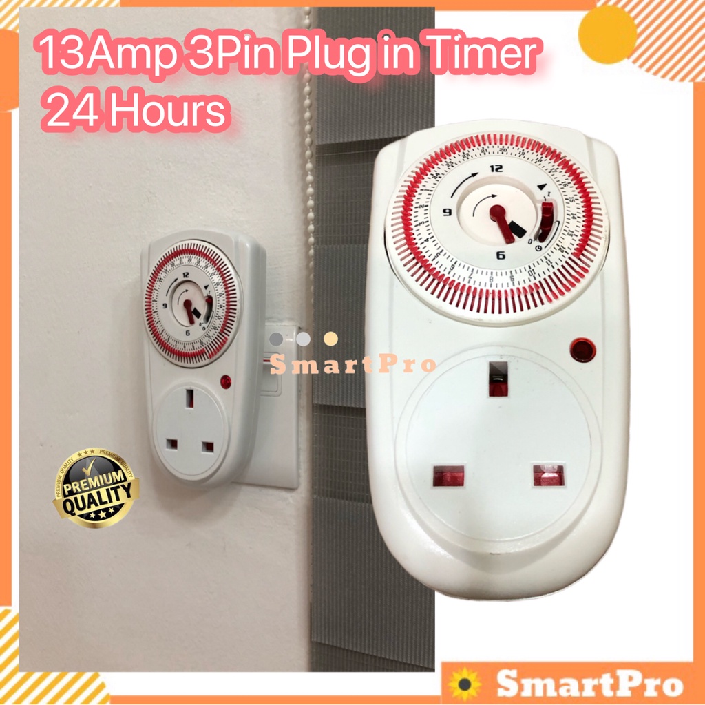 24 Hours Analogue 13a 3 Pin Plug In Timer Switch Shopee Malaysia