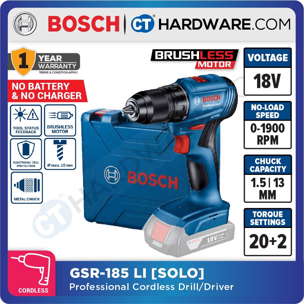 BOSCH GSR 185-LI CORDLESS BRUSHLESS DRILL DRIVER 18V [ 06019K30L2 | REPLACE GSR180LI ...