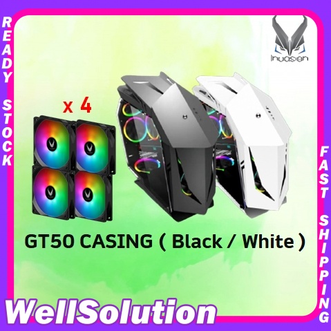 Invasion GT50 m-ATX Casing with 4 RGB Fan (Grey / White ) | Shopee Malaysia