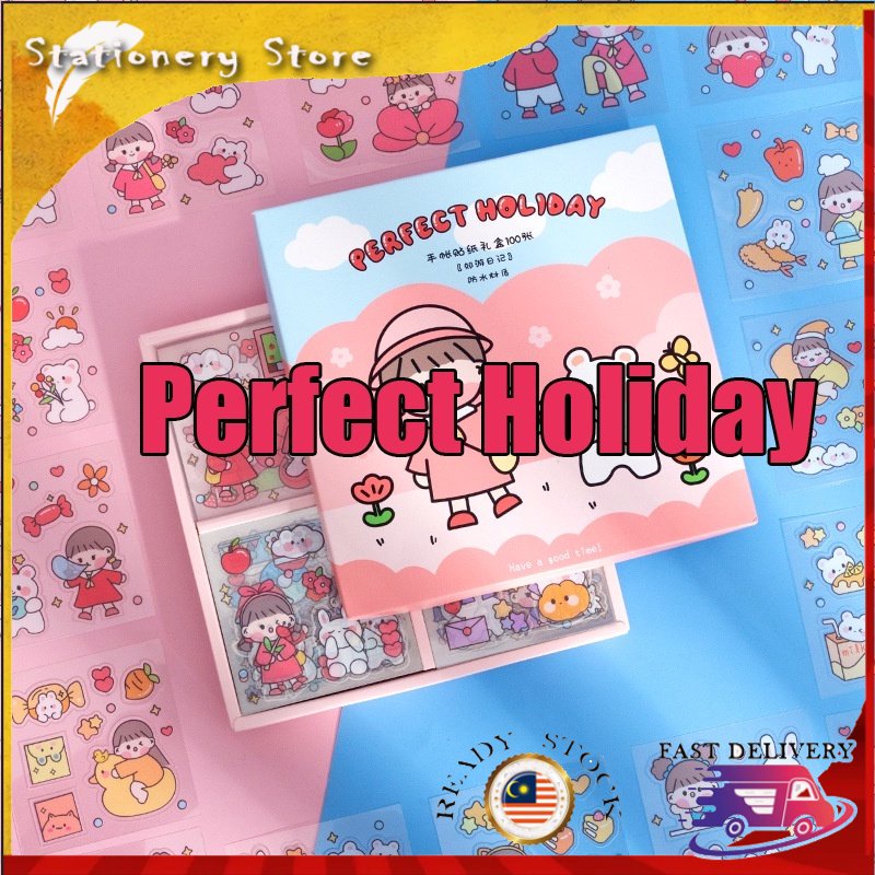 100 pcs/set Kawaii perfect holiday gift cute stickers box waterproof ...