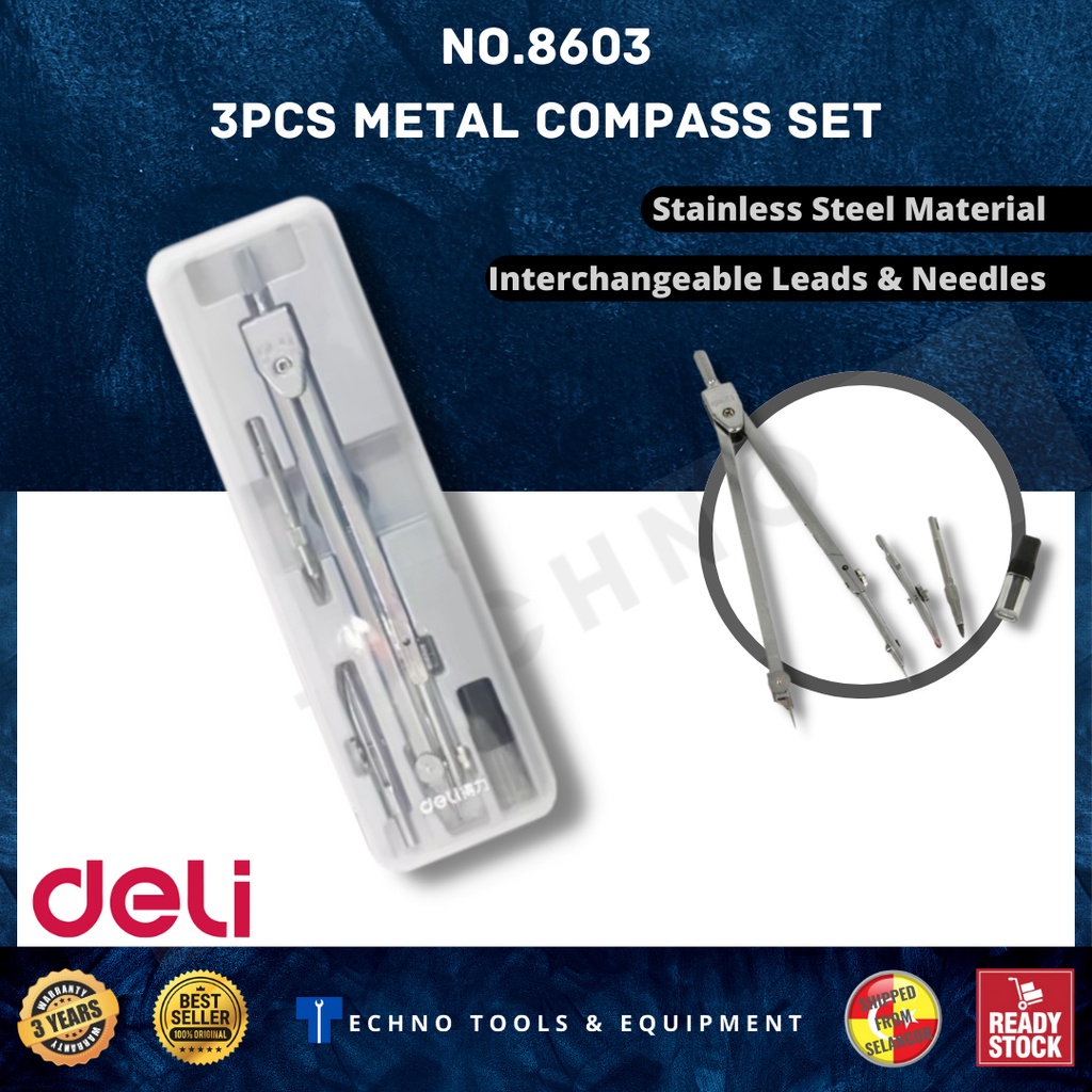 Deli Metal Compass Set 8604/8603 (Replacement to Bofa Set) | Shopee ...