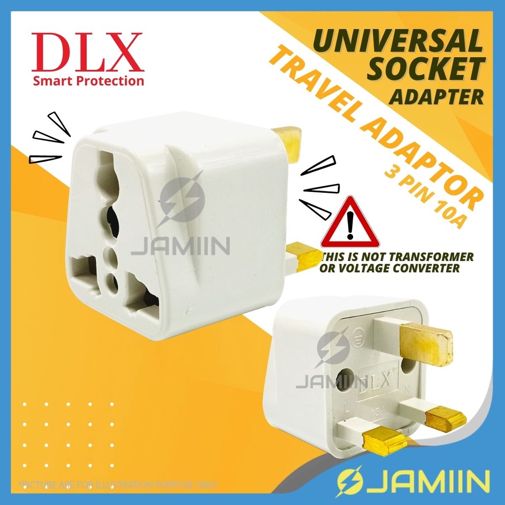 DLX 3 Pin Multi Universal Travel Adaptor for Malaysia Extension Plug ...