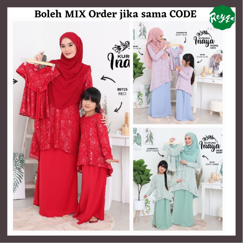 Rey INAYA KURUNG MOM & KID /GOWN BABY |Dusty Green|Red|Dusty Blue ...