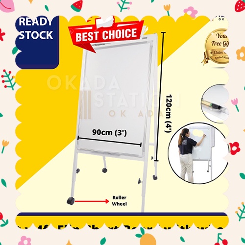 Ready Stock Flipchart withWheel/Flip Chart Board/Whiteboard / Magnetic ...