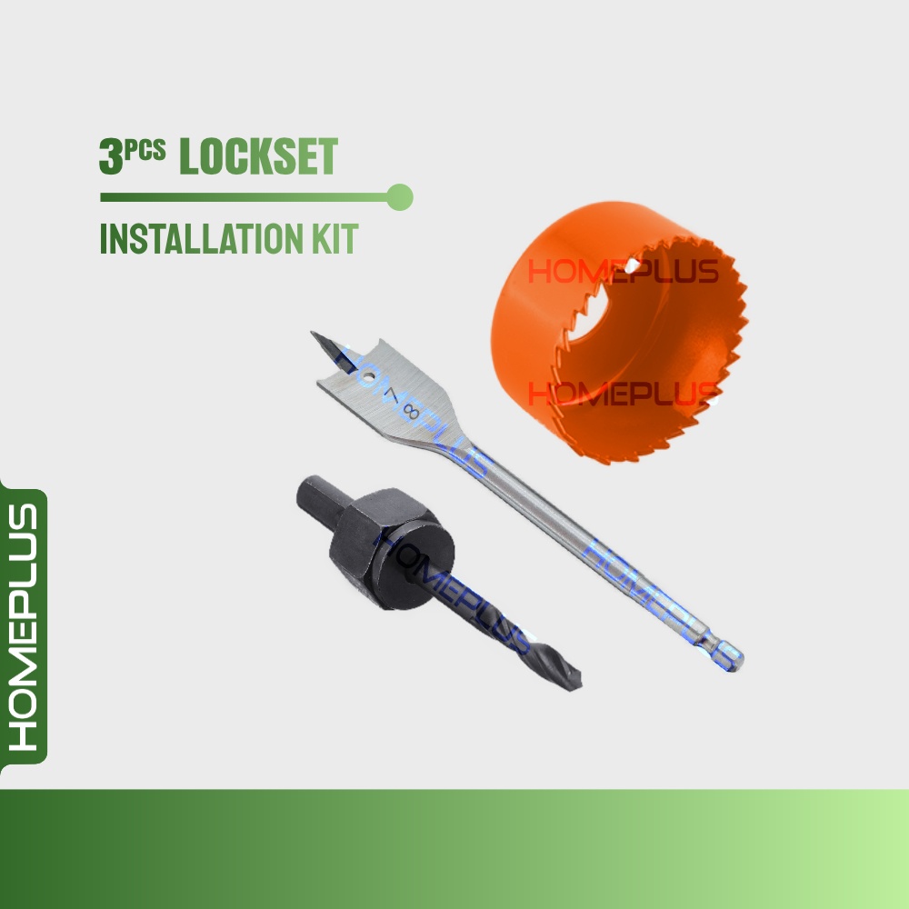 3 Pieces Lockset Installation Kit Wood Hole Saw Drilling Door Lock ...