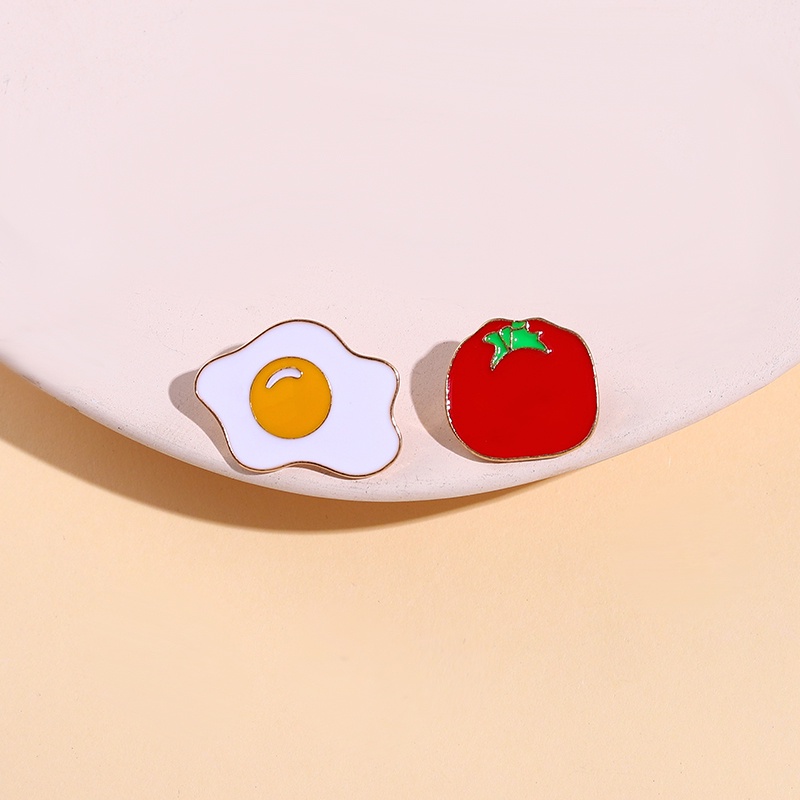 Cute Tomato Eggs Enamel Pins Mini Food Brooch Badges Lapel Pin Cartoon ...