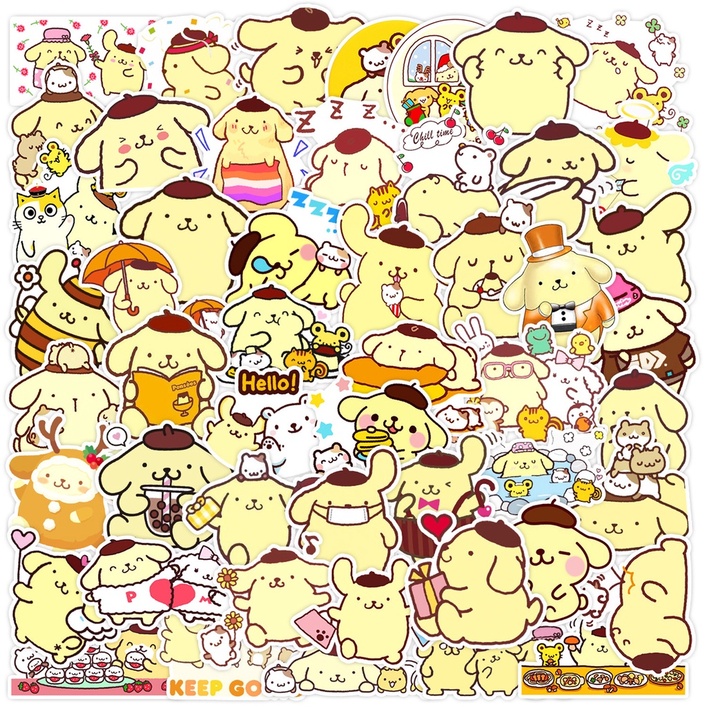 POMPOMPURIN PUDDING DOG 50 pcs Waterproof Non Repeating Stickers Pack ...