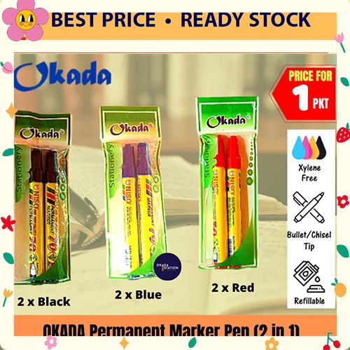 Local Ready Stock 70 Permanent Marker Pen (2in1) / Pen Permanent ...