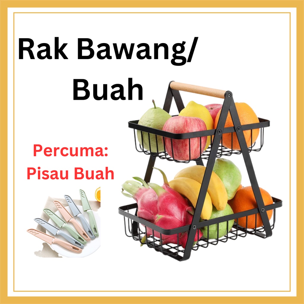 Rak Bawang Buah Bertingkat 2 Tingkat Minimalis Comel 2 Tier Onion Rack ...