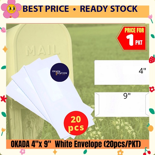 Local Ready Stock 4" x 9" White Envelope - 20's (101mm x 229mm ...