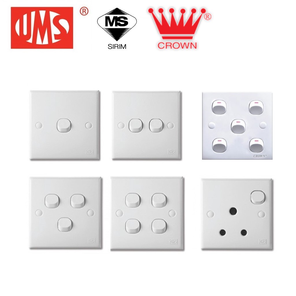 UMS / CROWN SWITCH / SWITCHES & SOCKET OUTLET WHITE / SUIS PLUG SOKET ...