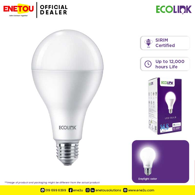 ECOLINK 14.5W LED BULB E27 A67 230V (6500K) | Shopee Malaysia
