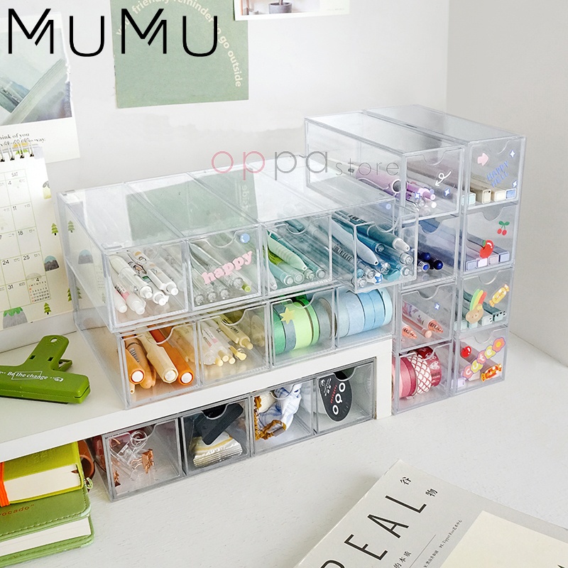 MUMU Style 4 Compartment Stationery Storage Box Spectacles Glasses Pen ...