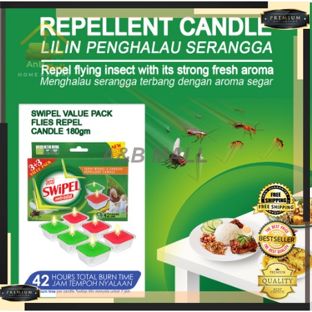 Swipel Pest Repellent Candle (Pandan/Serai) Lilin Anti lalat (75g x 2 ...
