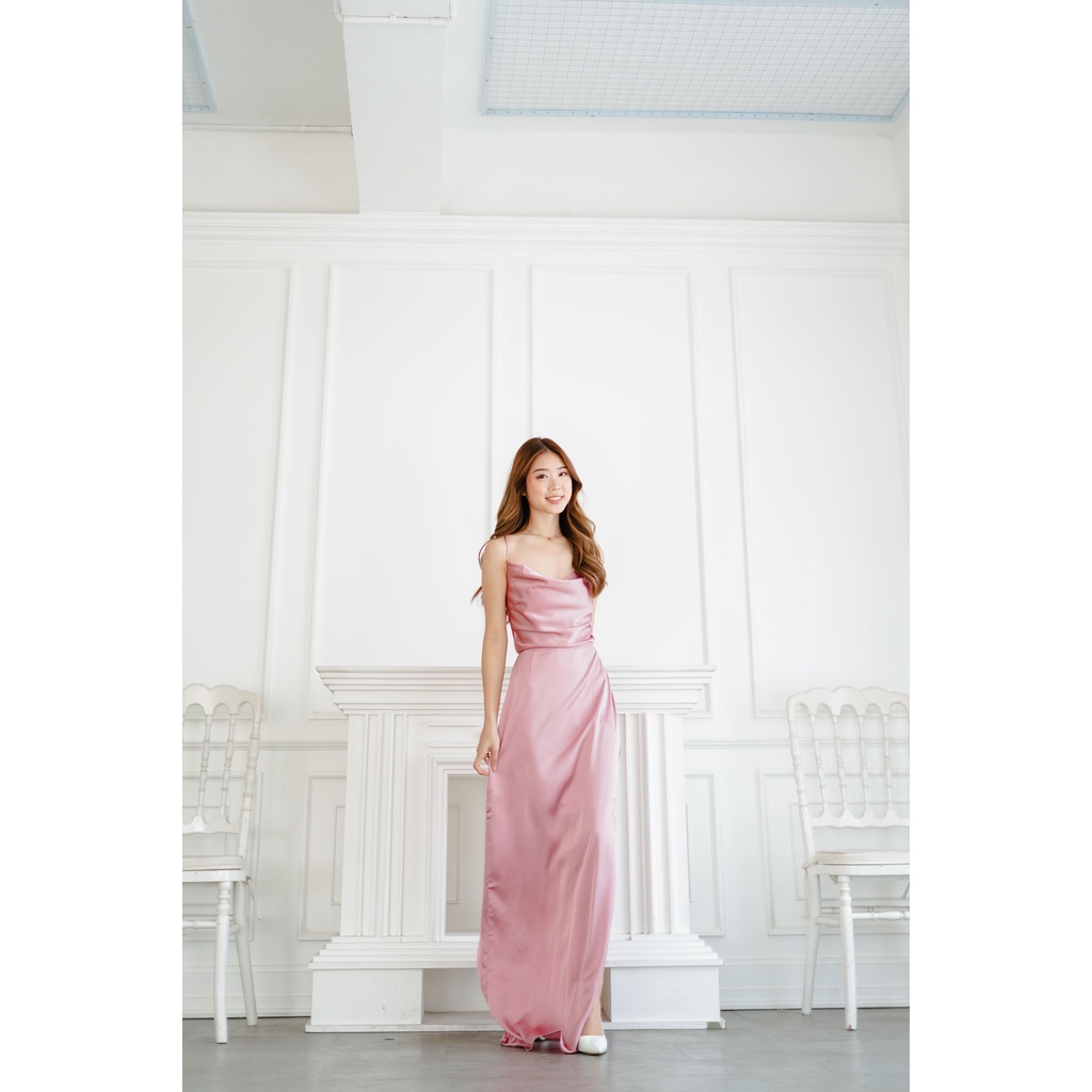 Her VOGUE Bit Na Dress | Slit drapery satin silk Luxury Beach Party ...