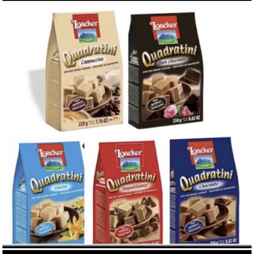 Loacker Quadratini 250gr All Flavor Variants - Wafer Premium Import ...