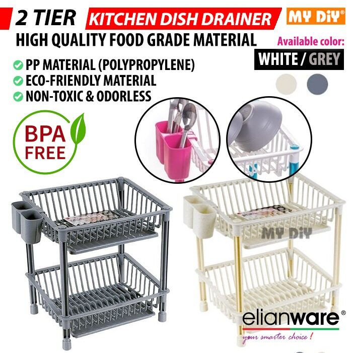 MYDIYHOMEDEPOT - ELIANWARE E-287 2 Tier Kitchen Dish Drainer Dish Rack ...