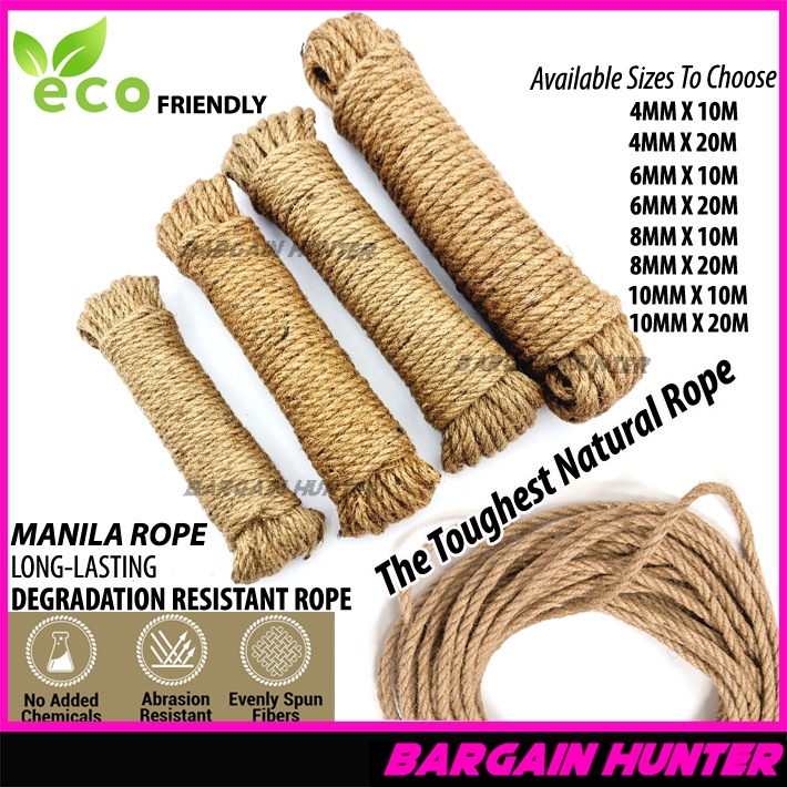 4MM 6MM 8MM 10MM Manila Rope Hemp Rope Tali Guni | Shopee Malaysia