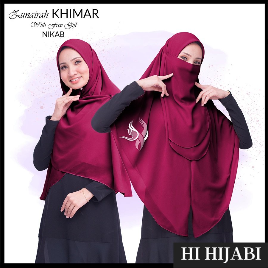 Hijab Veil Khimar Labuh Instant Moss crepe Premium Quality Mudah Bentuk ...