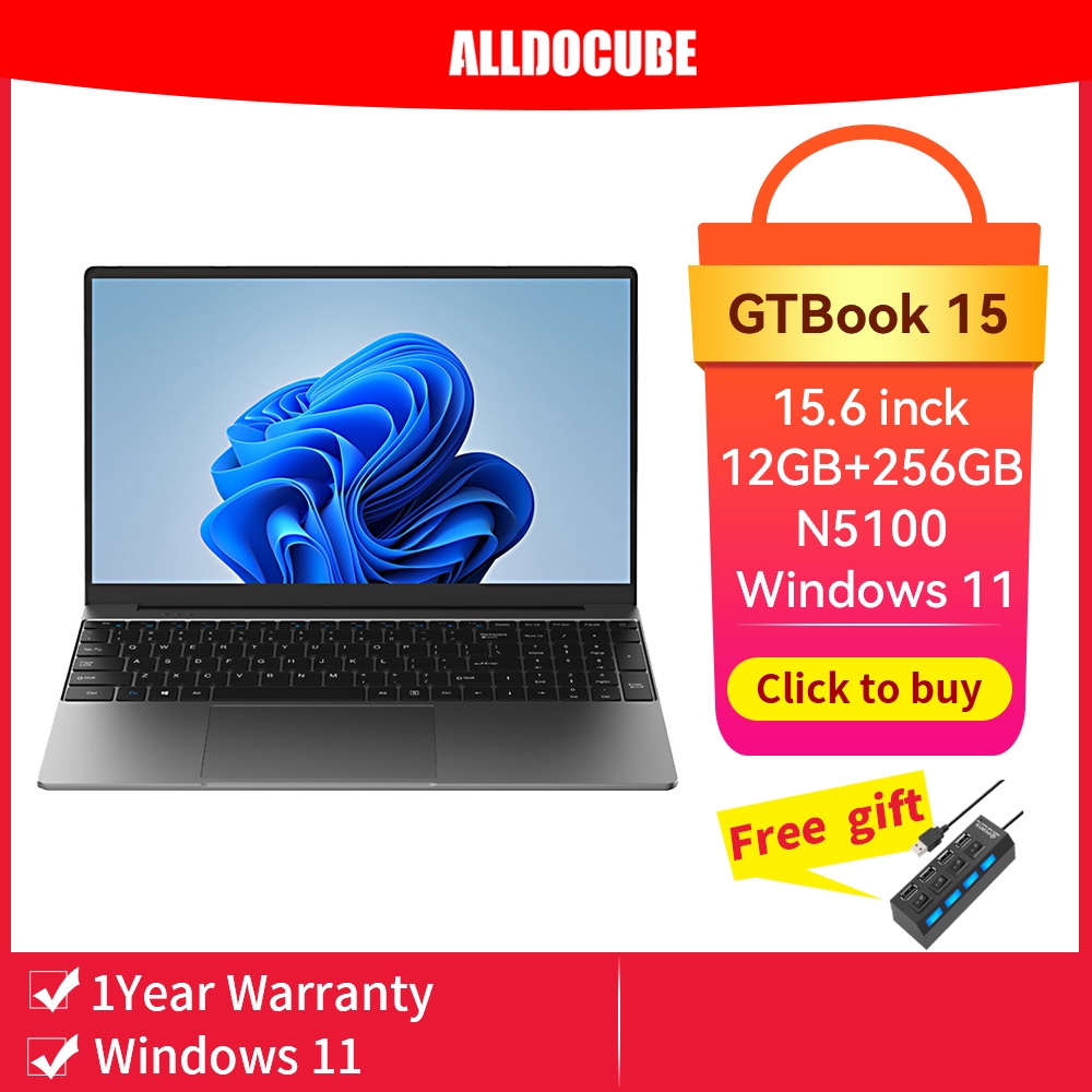 Alldocube GT Book15 15.6inch Windows 11 N5100 Quad Core DDR4 12GB RAM ...