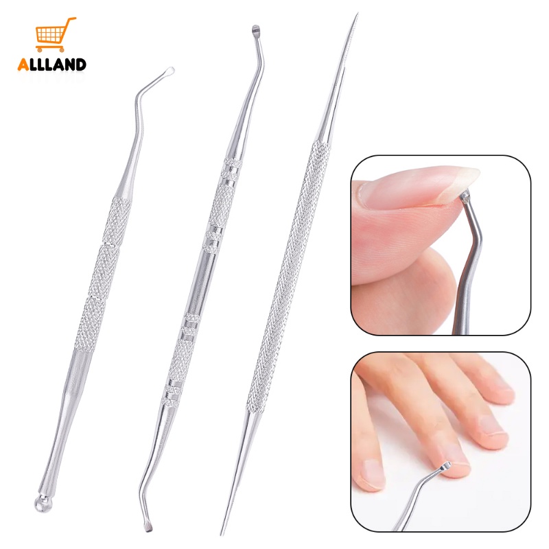 Nail Art Dual End Stainless Steel Dirt Remove Cleaning Stick Nail ...
