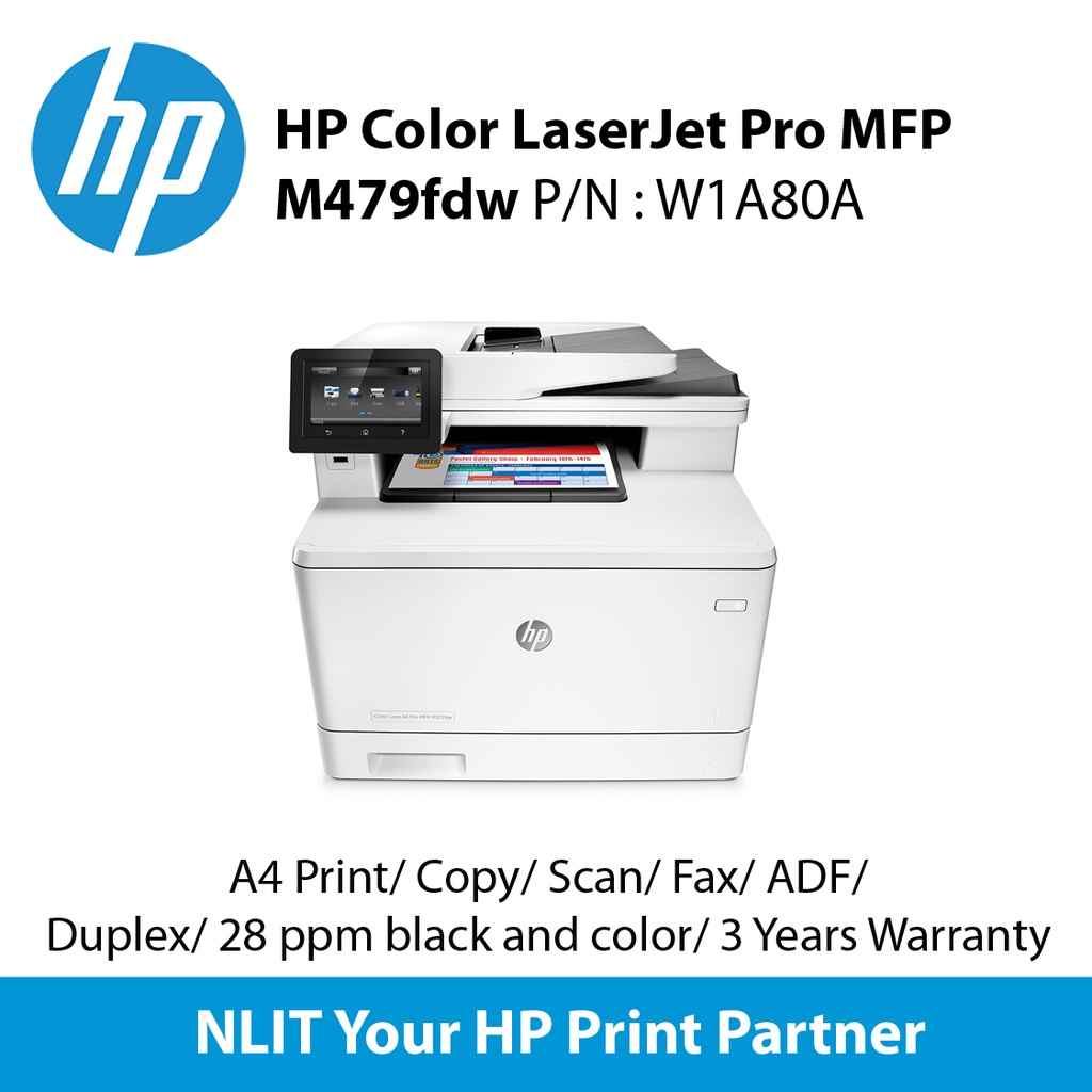 HP Color LaserJet Pro MFP M479fdw Printer (W1A80A) AIO Printer, A4 ...