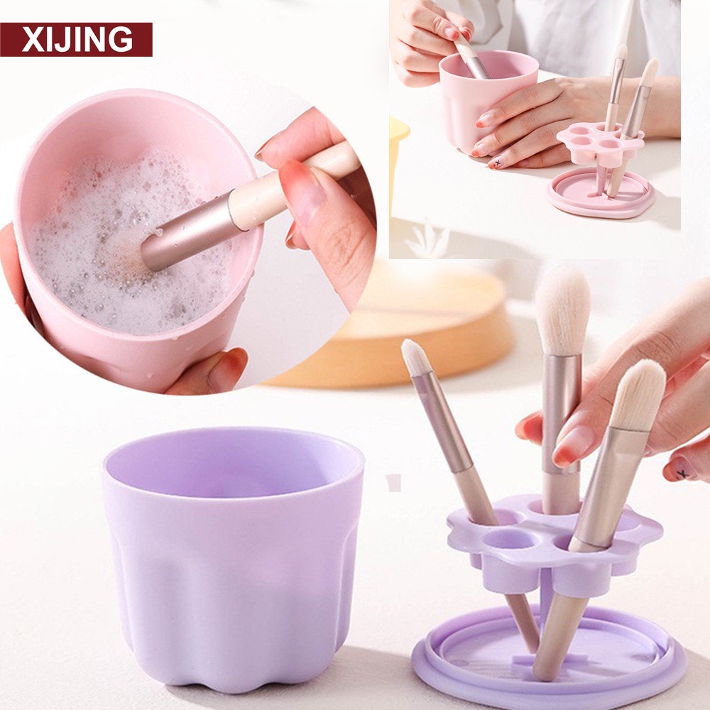 XJ- Makeup Brushes Cleaner Drying Rack Washing Tools Storage Box with ...