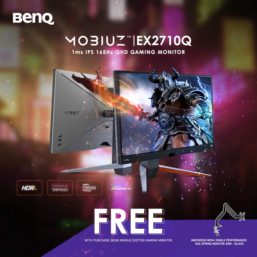 # BenQ MOBIUZ EX2710Q Gaming Monitor - 27", QHD, IPS, 165Hz, 1ms, AMD FreeSync, DisplayHDR 400 ...