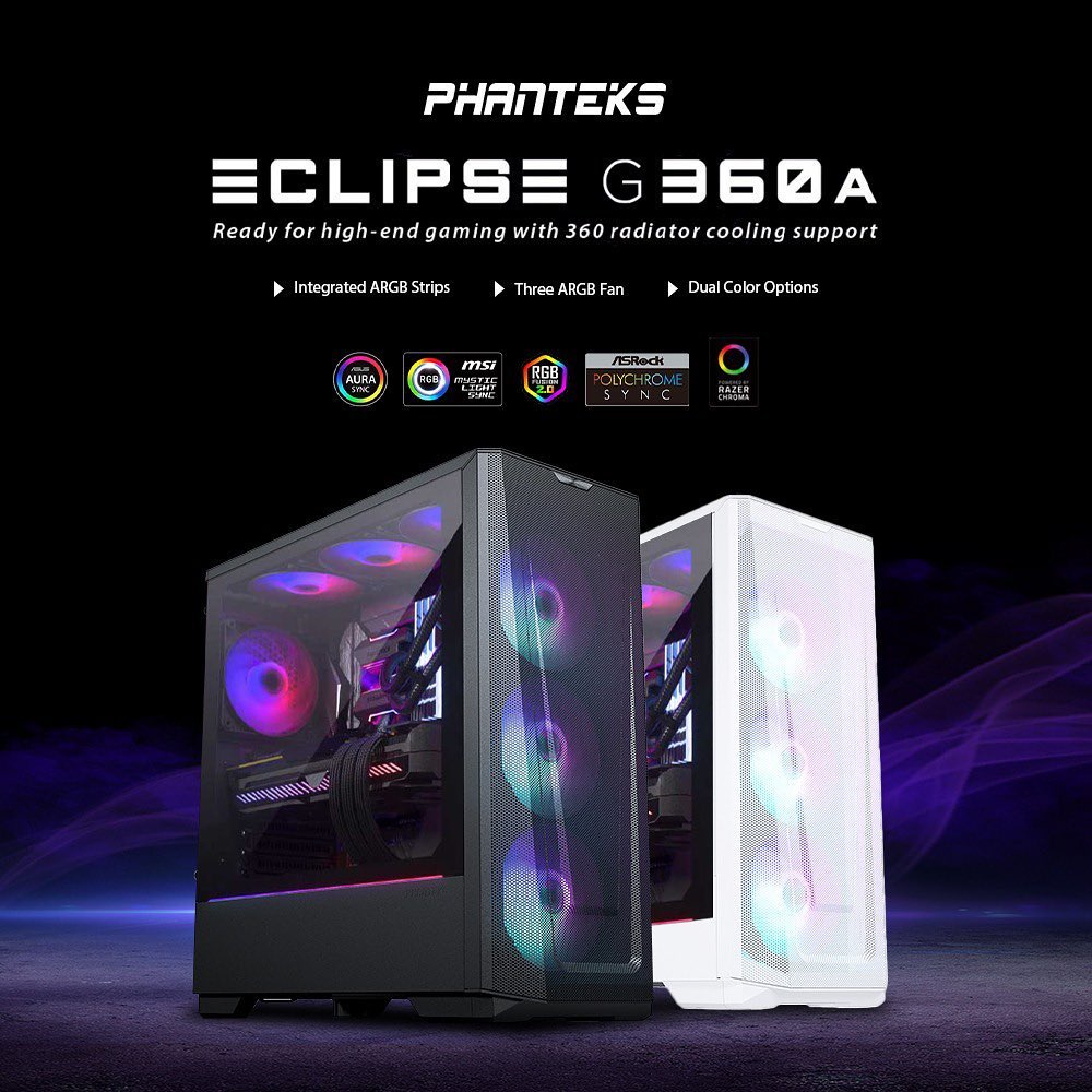 # PHANTEKS Eclipse G360A Mid Tower DRGB T.G PC Case # [SATIN BLACK ...