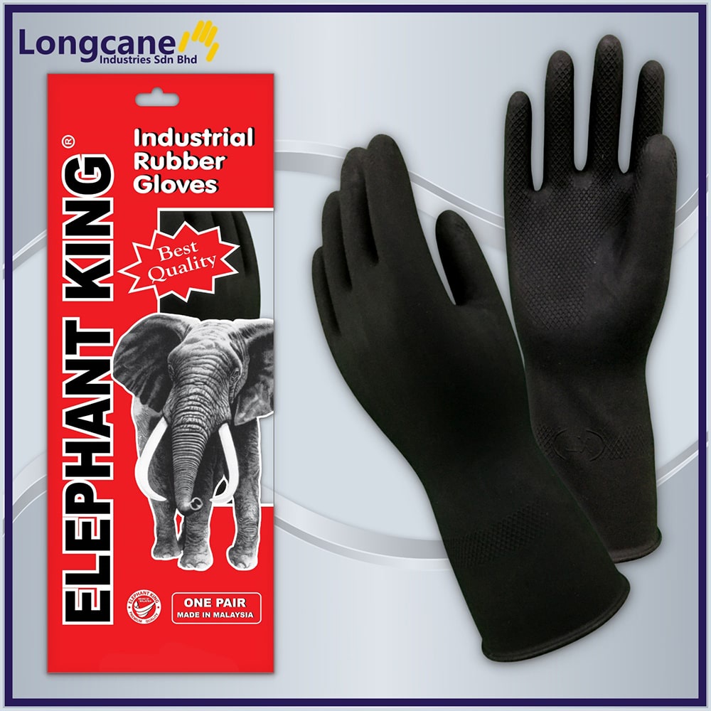 Black Industrial Rubber Gloves Sarung Tangan Getah Glove Latex Thick ...