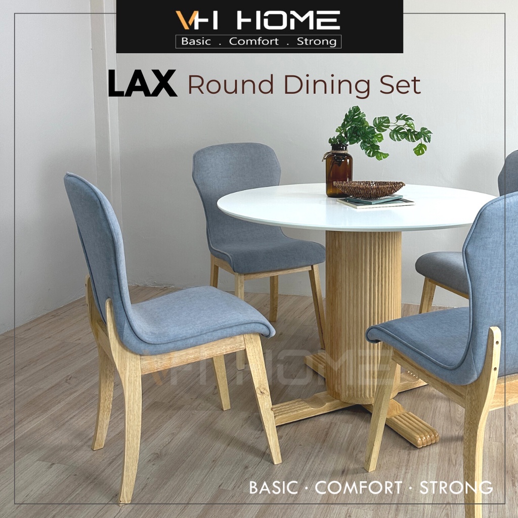LAX Round Dining Table 1+6 Chair Stool Special Modern Design Meja Makan ...