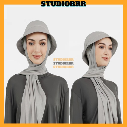 LOCAL!! Wide Brim Bucket Hat Muslim Tudung Women Width Fisherman Hijab ...