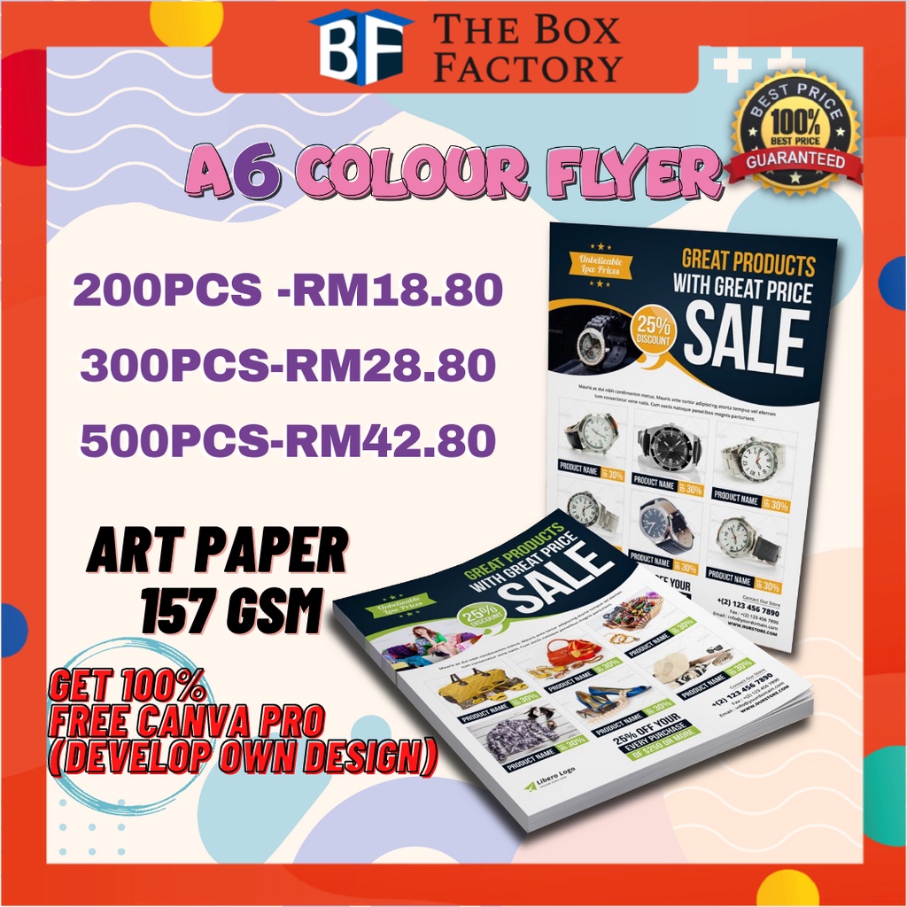🔥LOWEST PRICE🔥 A6 Flyer Printing 157gsm Art Paper Colour Digital ...