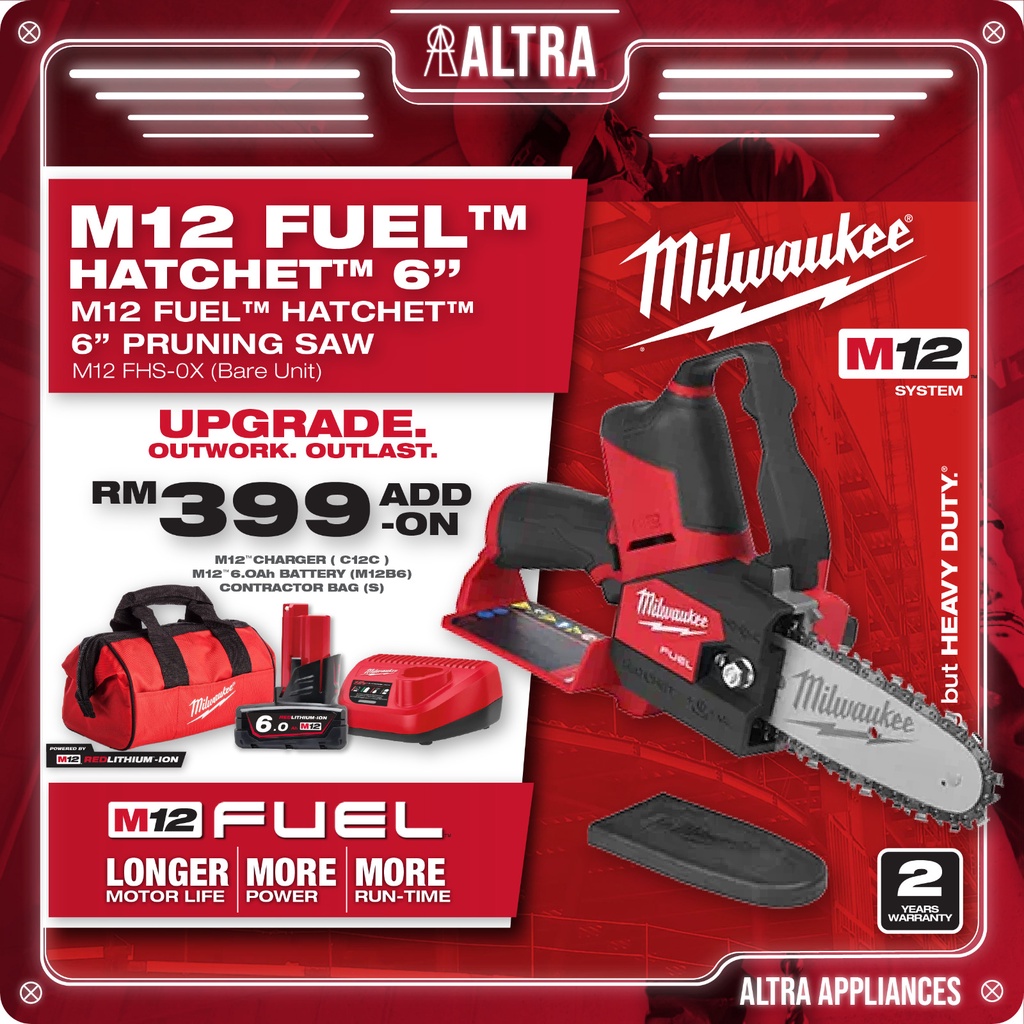 Milwaukee M12 FHS FUEL HATCHET Pruning Saw / Cordless Chainsaw | Shopee ...