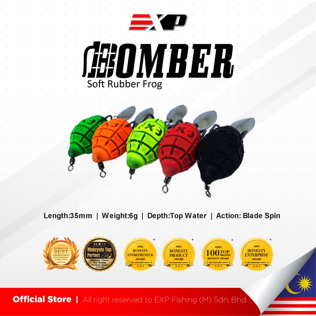 EXP Bomber Soft Rubber Frog Expert For Snakehead Hunter Haruan/Toman ...